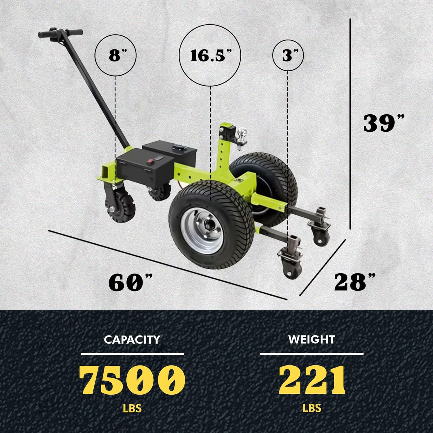 Tow Tuff 7500 Pound Capacity Heavy Duty Steel Electric Trailer Dolly T ...